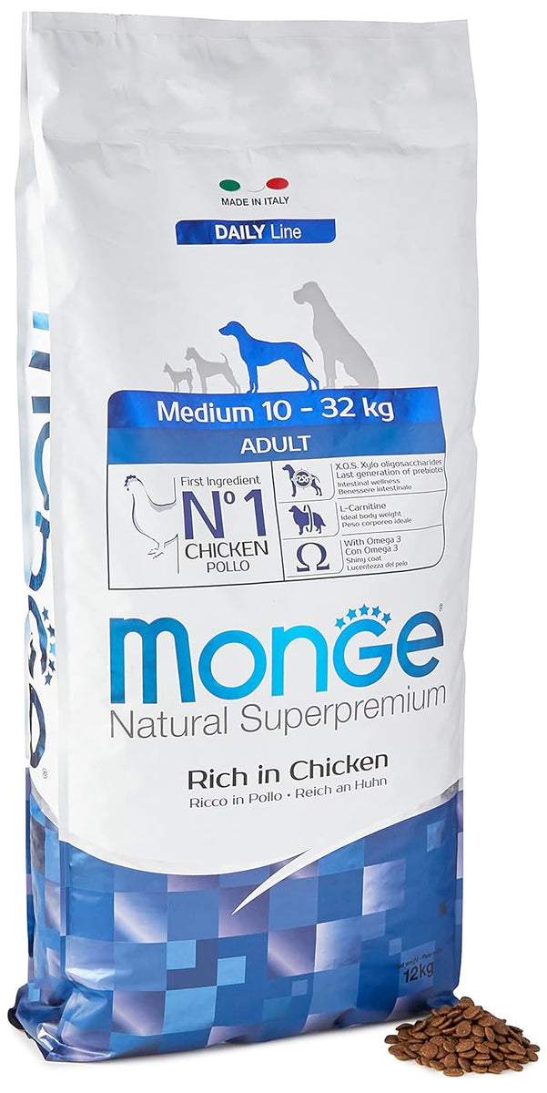 MONGE Daily Line - Medium Adult with Chicken 12 kg Chicken 12 kg Dry N ...